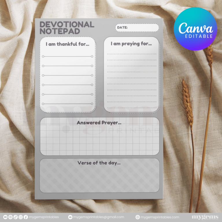 20 Designs | Devotional Notepad Template | Canva Editable - Mygems ...