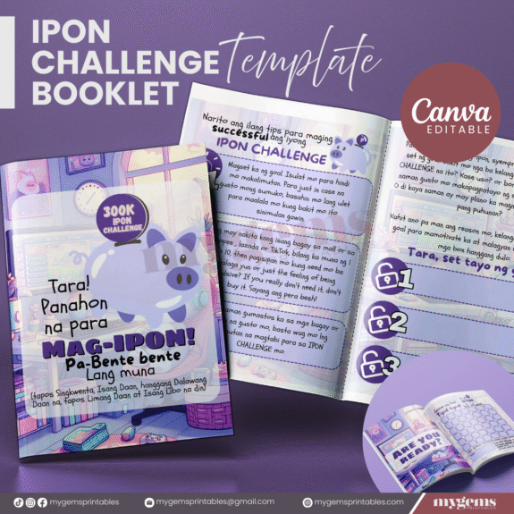 14 Designs | Ipon Challenge Template | Canva Editable - Mygems Printables