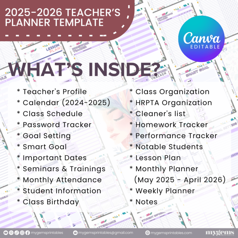15 Designs | 2025-2026 Teacher's Planner Template (A4 & A5) | Canva ...