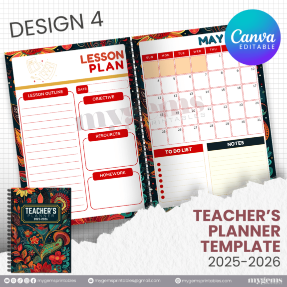 15 Designs | 2025-2026 Teacher's Planner Template (A4 & A5) | Canva ...